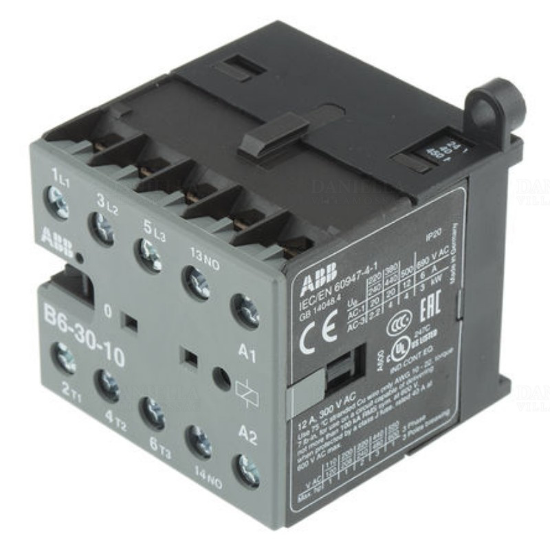 B6-30-10-24AC 4 kW / 8A AC3; minikontaktor, 3P+1NO, tek.: 24 V AC; csatlakozás: csavaros ...