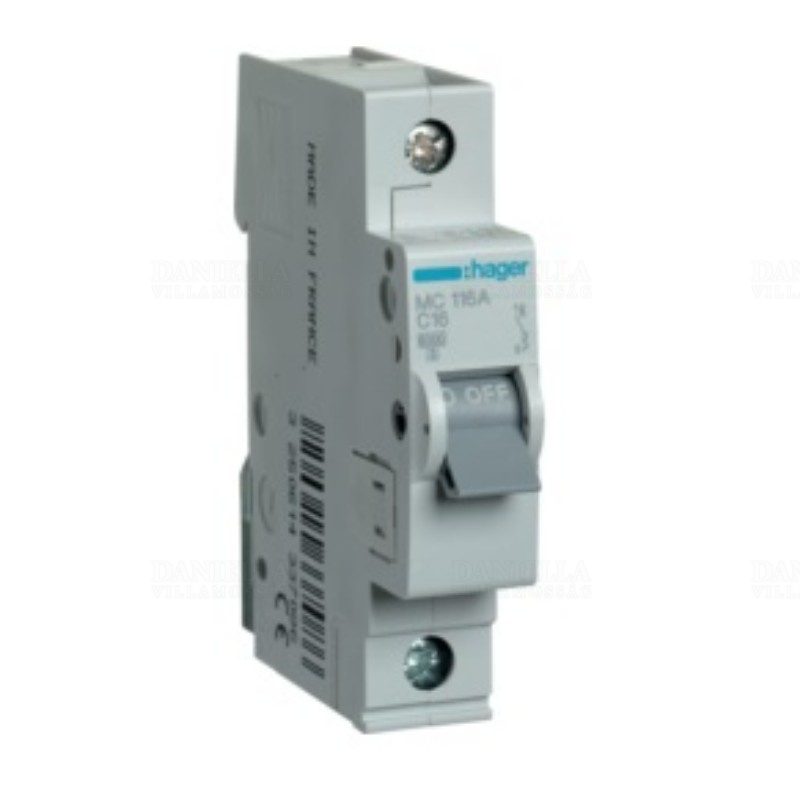 Kismegszakító 1C 16A 6kA MC116A Hager