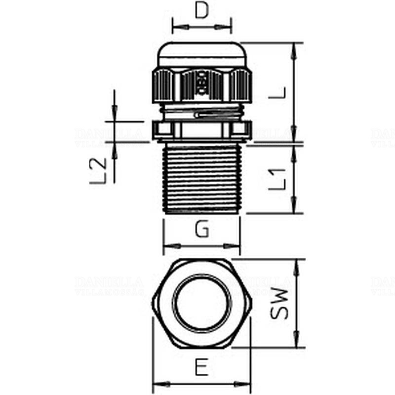 Tömszelence extra hosszú menettel M25 fekete 9-17mm IP68 V-TEC VM LL25 ...