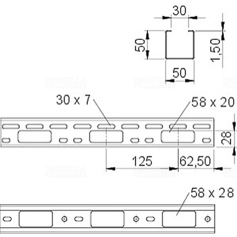 OBO LTS 50 FS lámpatesttartó sín 50x50x6000 6075000 FS ...