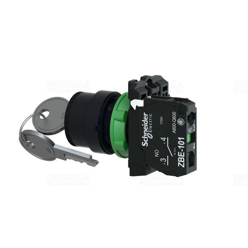 XB5-AG21 Választókapcsoló, 2 állású kulcsos, 1NO, a kulcs 0 állásban ...