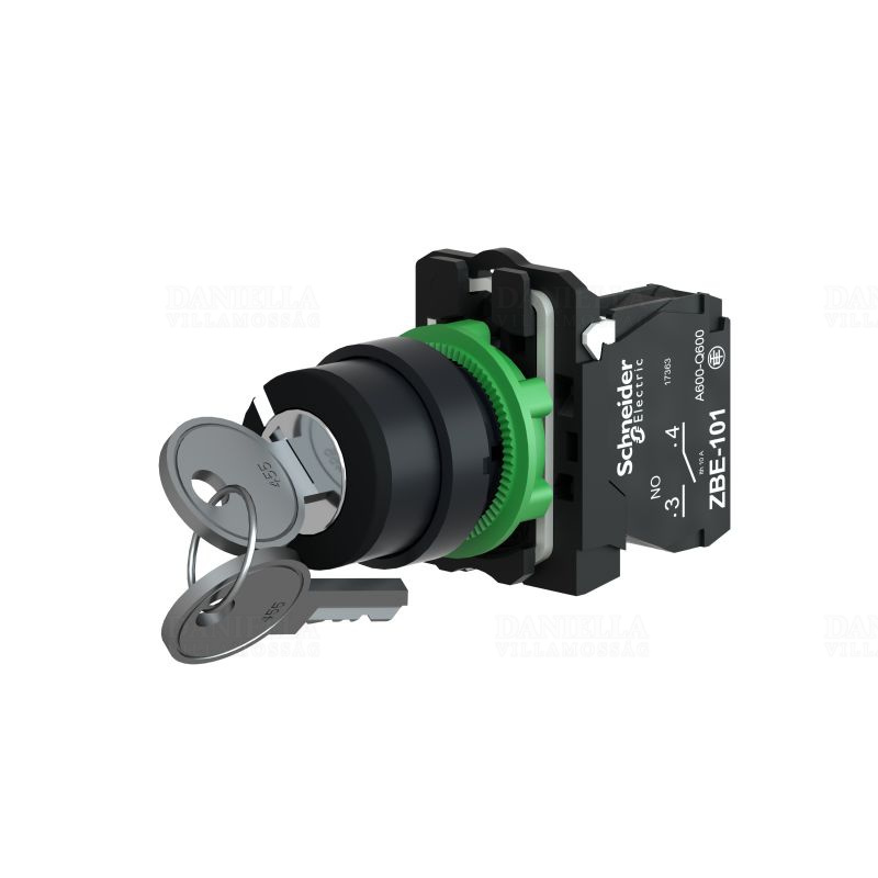 XB5-AG21 Választókapcsoló, 2 állású kulcsos, 1NO, a kulcs 0 állásban ...