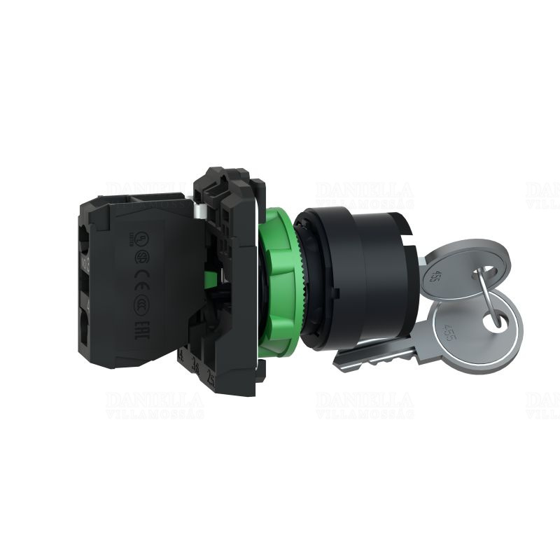 XB5-AG21 Választókapcsoló, 2 állású kulcsos, 1NO, a kulcs 0 állásban ...